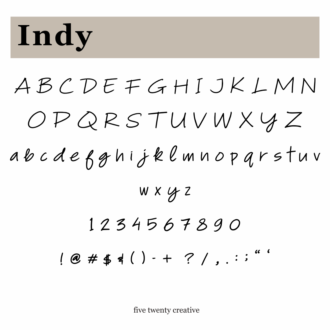 Indy Handwriting Font – Five Twenty Creative